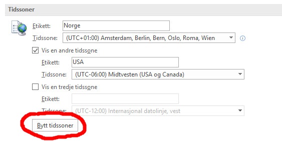 Hvordan endre, legge til tidssoner i Outlook