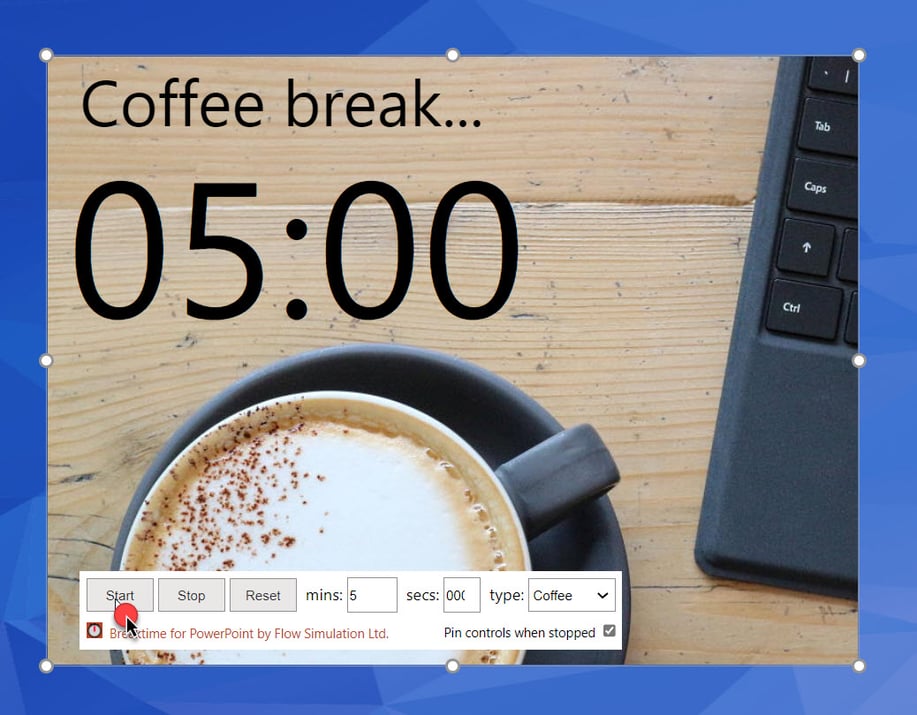 Hvordan aktivere Breaktime Countdown Timer i Powerpoint