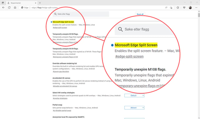 Hvordan aktivere split screen i Microsoft Edge nettleser