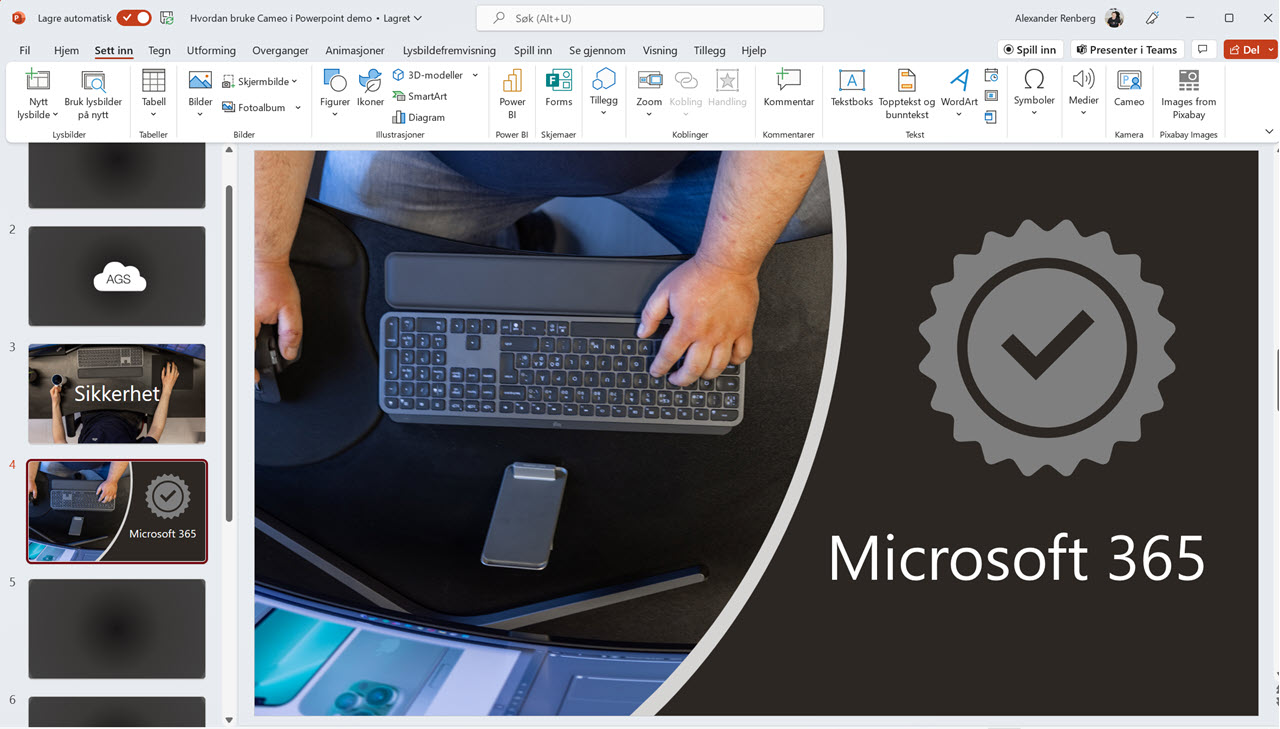 Hvordan bruke Cameo i PowerPoint