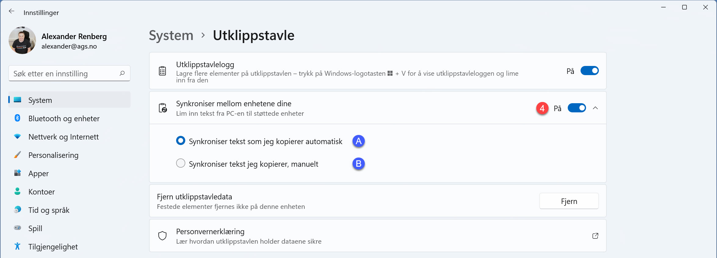 Hvordan aktivere utklippstavle i Windows