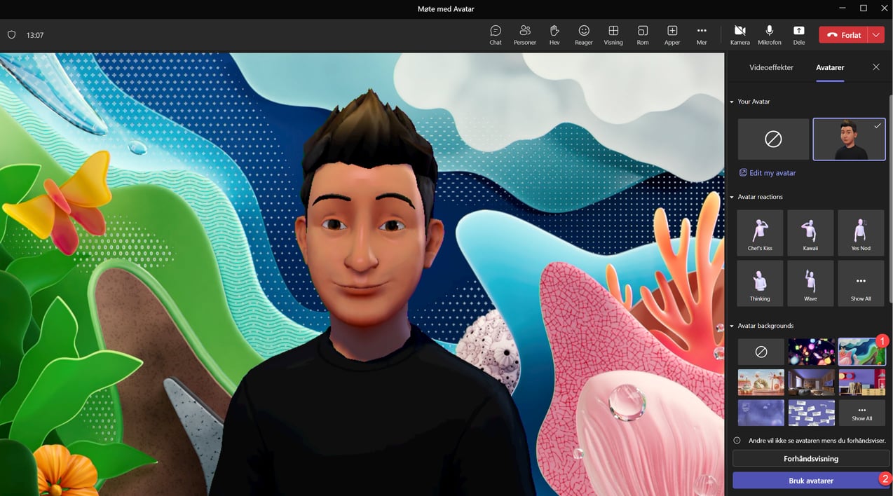 Hvordan bruke effekter og filtre i Microsoft Teams