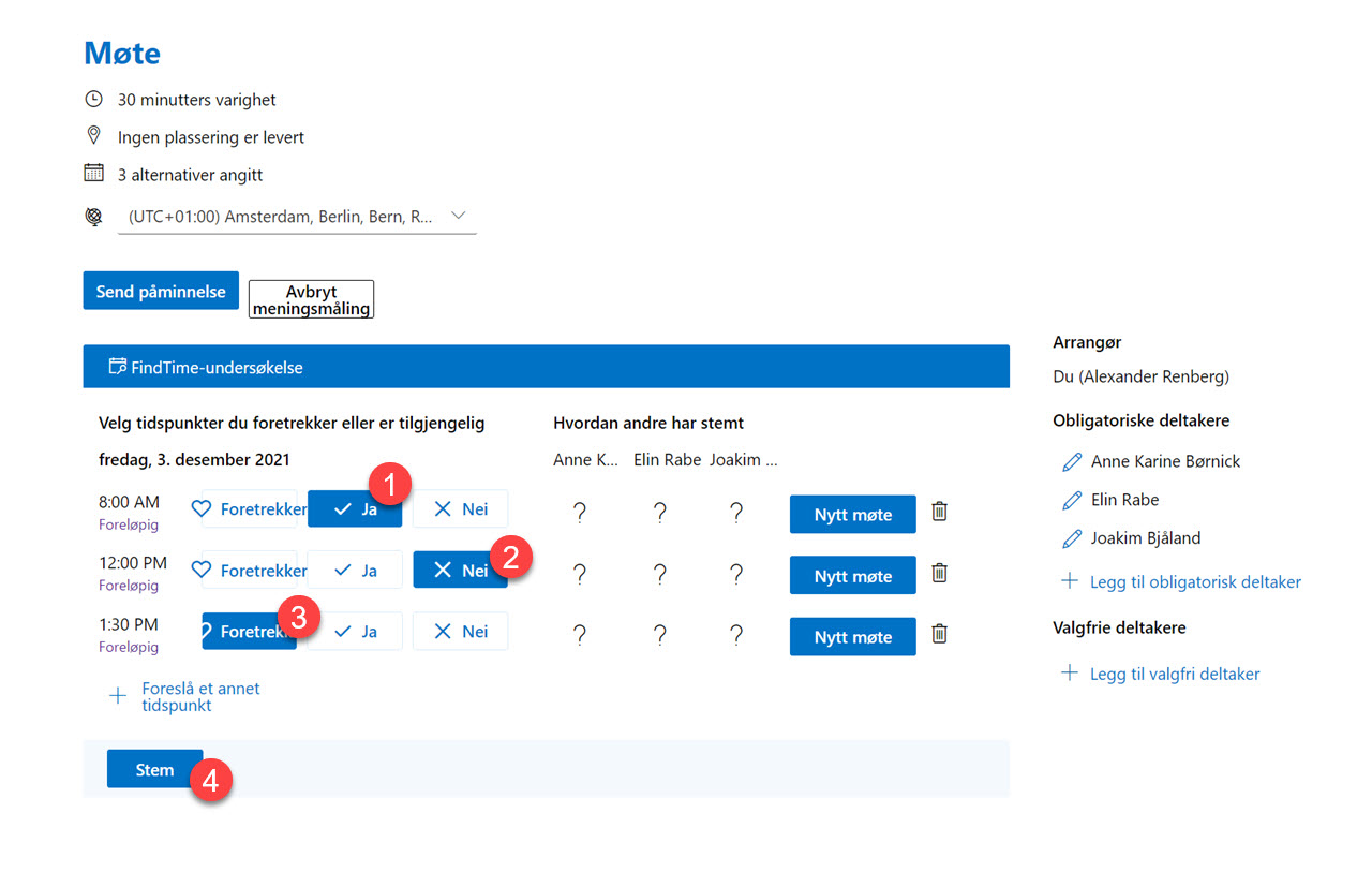 Hvordan bruke Microsoft FindTime for planlegging av møter i Outlook