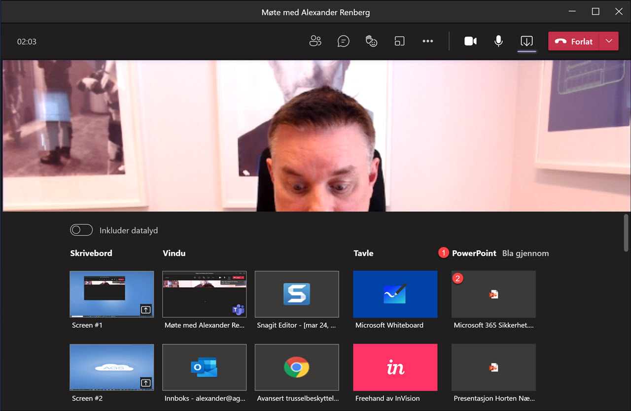 Hvordan bruke presenter view i Microsoft Teams