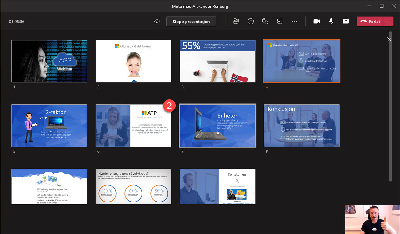 Hvordan bruke presenter view i Microsoft Teams