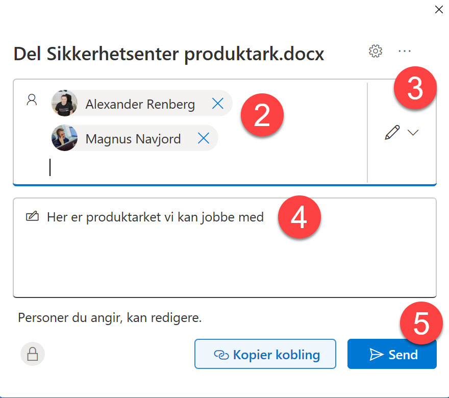 Hvordan dele Word, Excel og PowerPoint dokumenter
