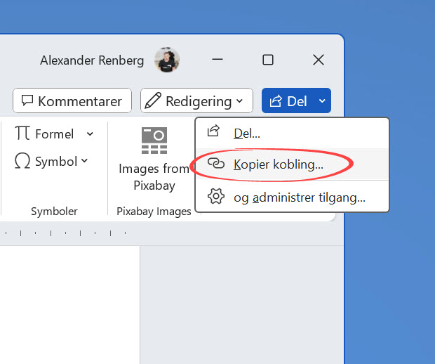 Hvordan dele Word, Excel og PowerPoint dokumenter