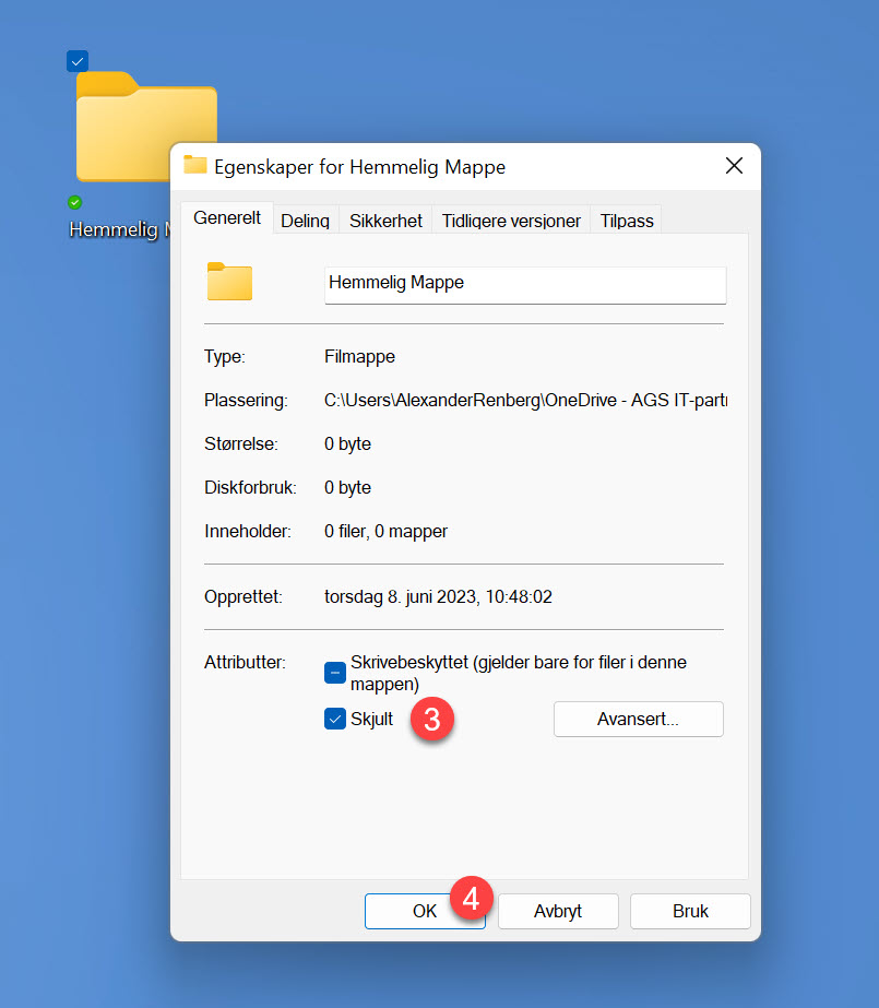 Hvordan lage en skjult mappe i Windows