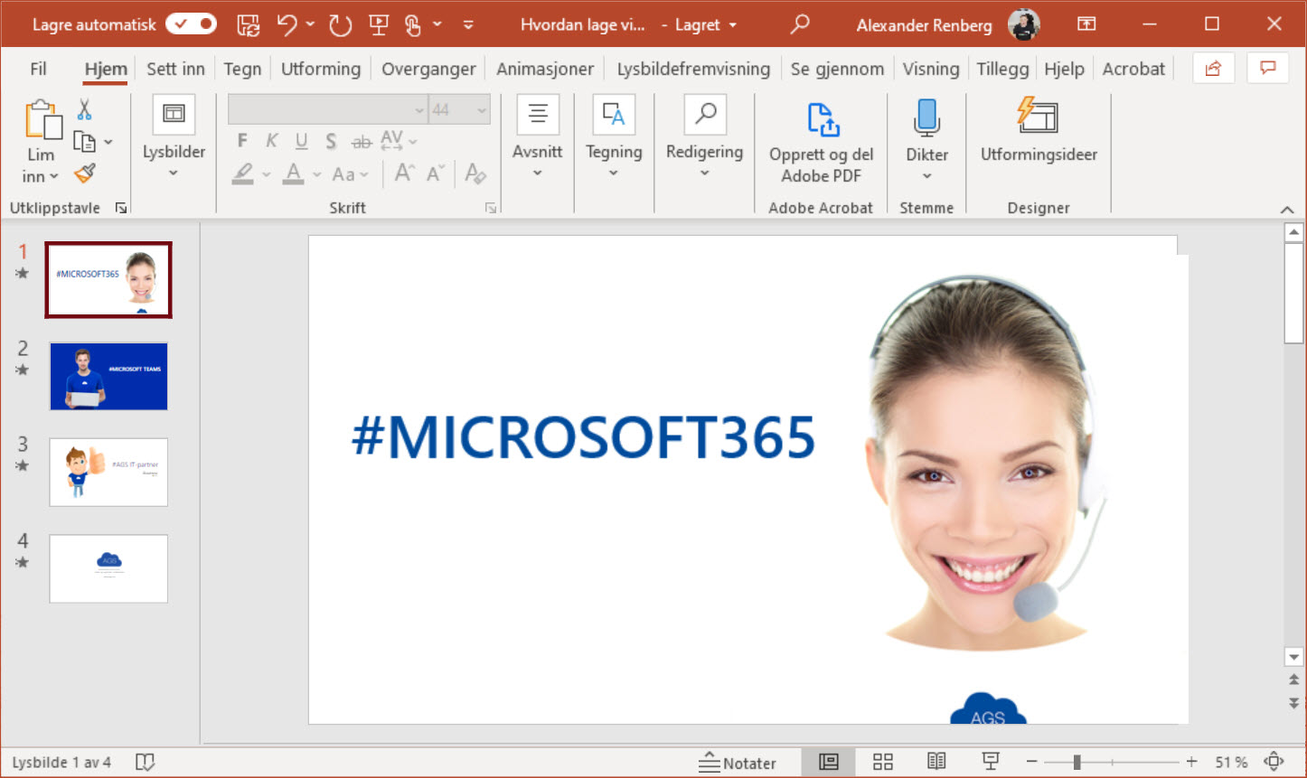 Hvordan lage video av en Powerpoint presentasjon på Microsoft Stream