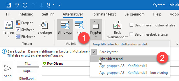 Hvordan sende en kryptert e-post med Office 365