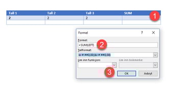Hvordan summere tall i en tabell eller kolonne i Word