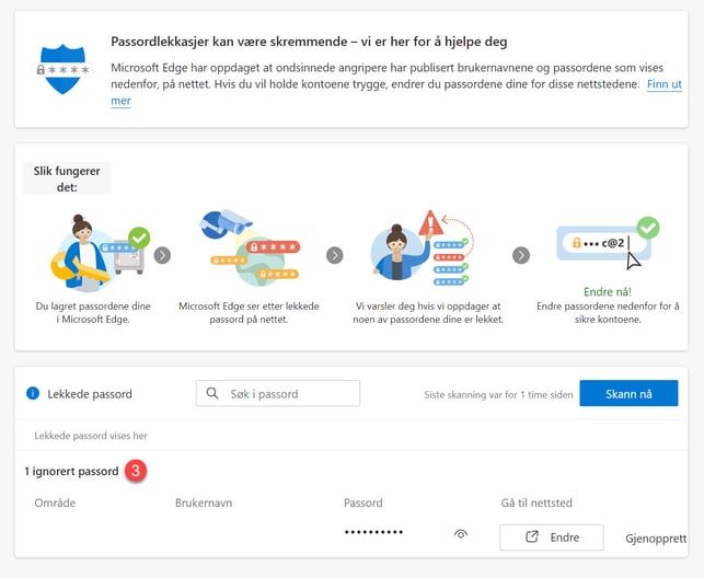 Guide til passord sikkerhet i Microsoft Edge nettleser