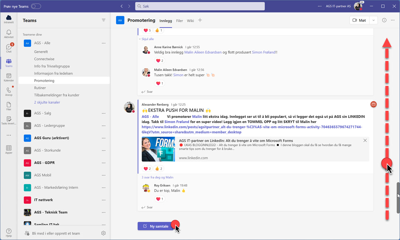 Test av den Nye Microsoft Teams